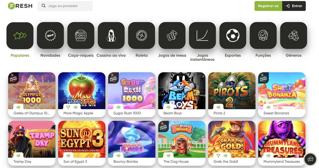 Fresh Casino Brasil – Bônus 200 free spins + 100%